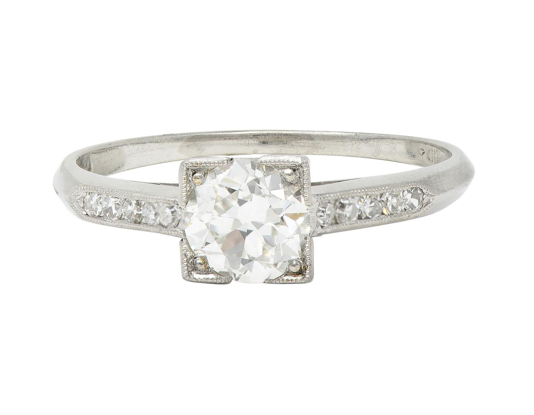 W.J. Harber Co. Mid-Century 0.76 CTW Old European Diamond Platinum Vin